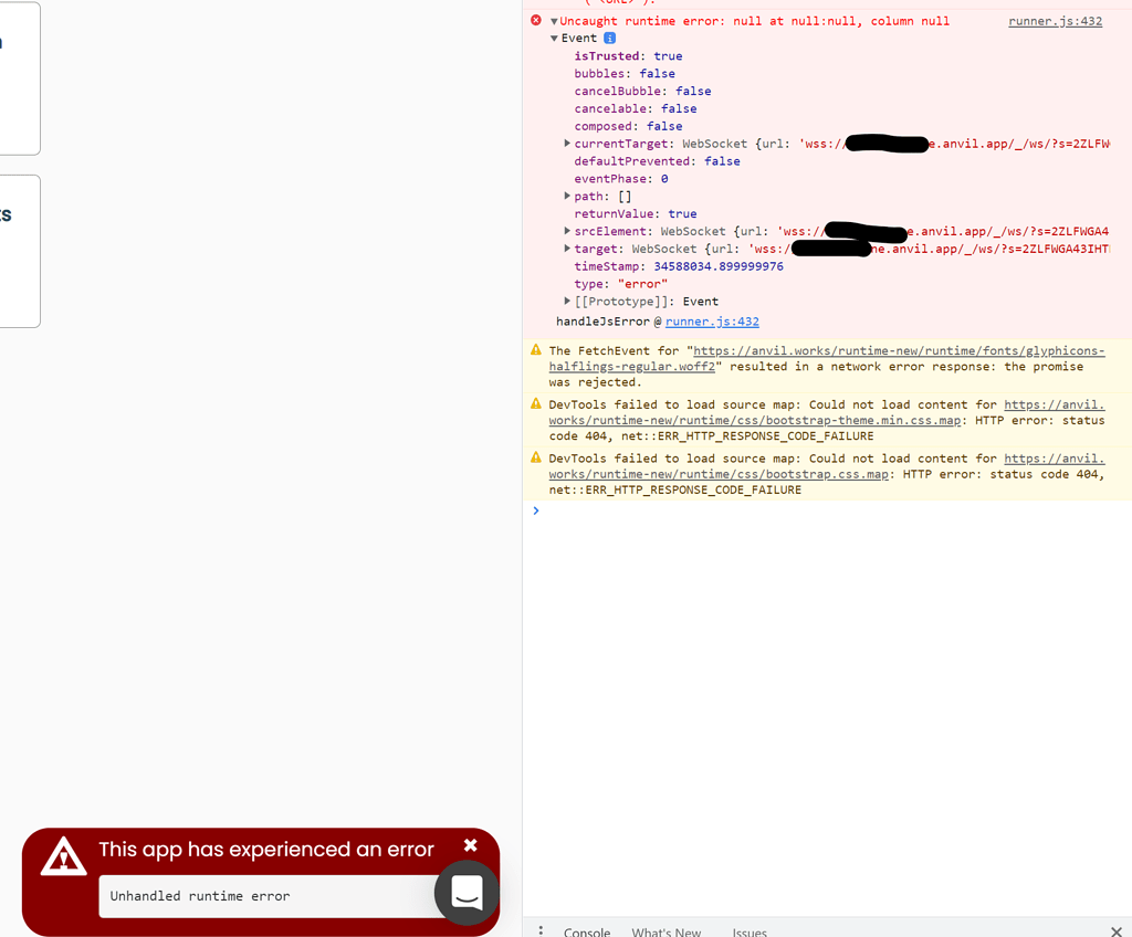 Unhandled Runtime Error When Leaving An App Open Overnight Anvil Qanda