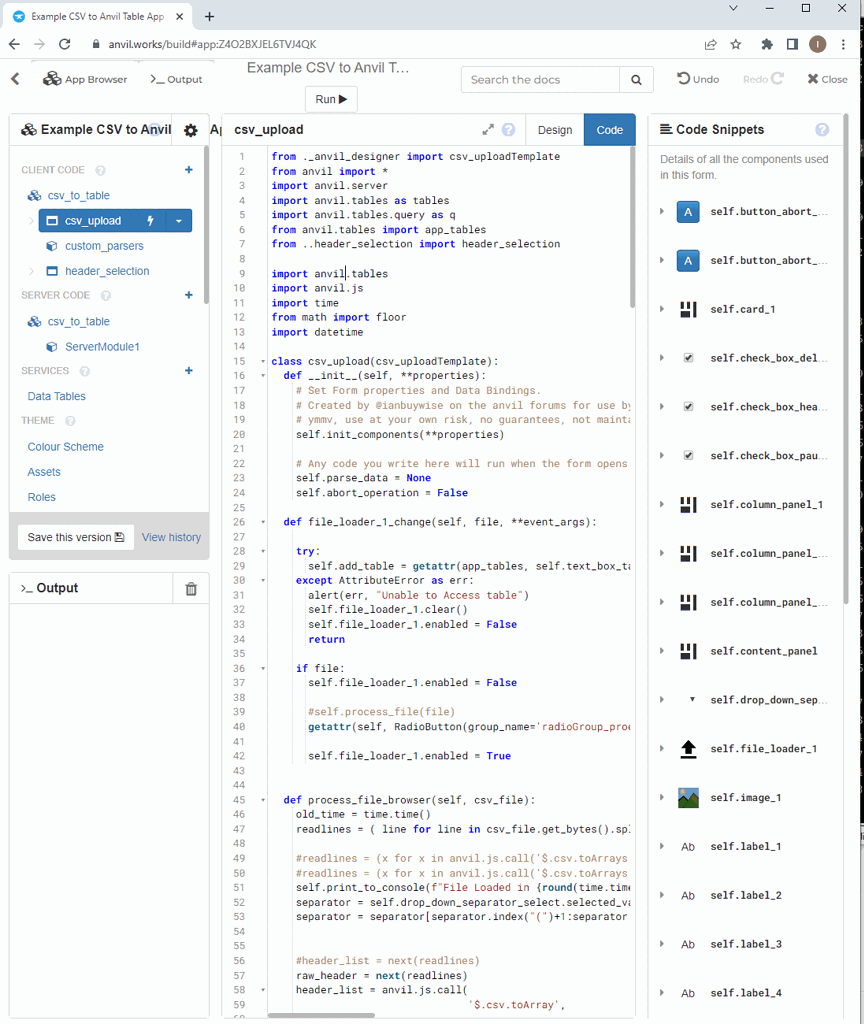 CSV to Anvil Data Tables For Beginners with Full Example App - Show and ...