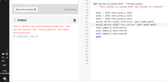 anvil.server.UplinkDisconnectedError - Anvil Q&A - Anvil Community Forum