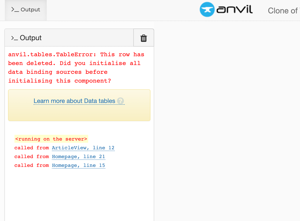 Why does the app crash when I delete rows from a data table? - Anvil Q ...
