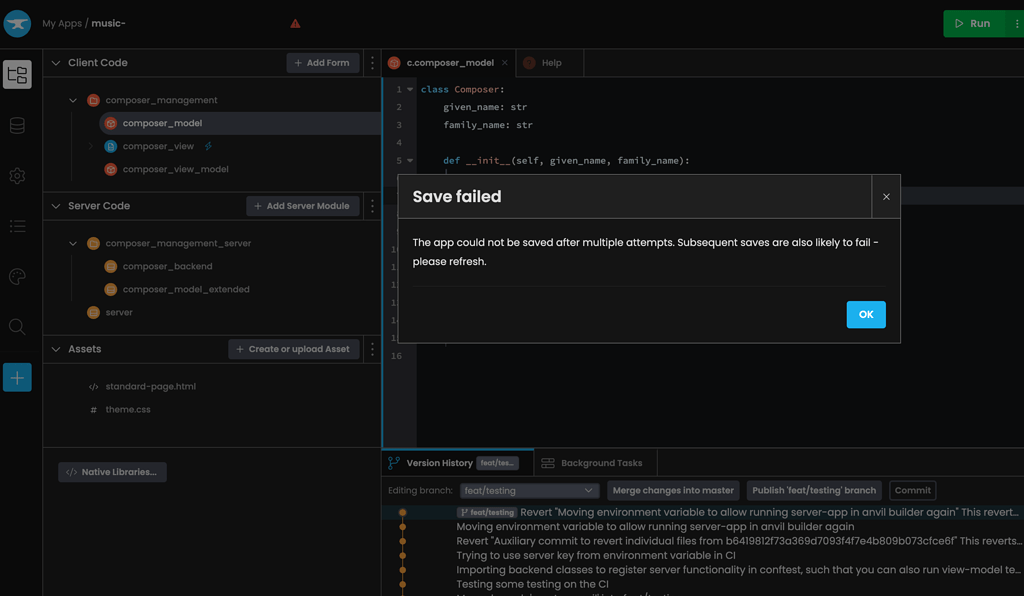 Save always fails after external edits - Bug Reports - Anvil Community Forum