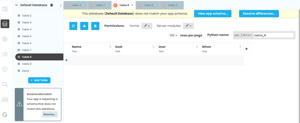 This Database (Default Database) does not match your app schema - Anvil ...
