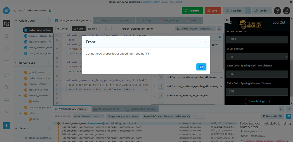 Merging branch to master and getting error - Anvil Q&A - Anvil Community Forum