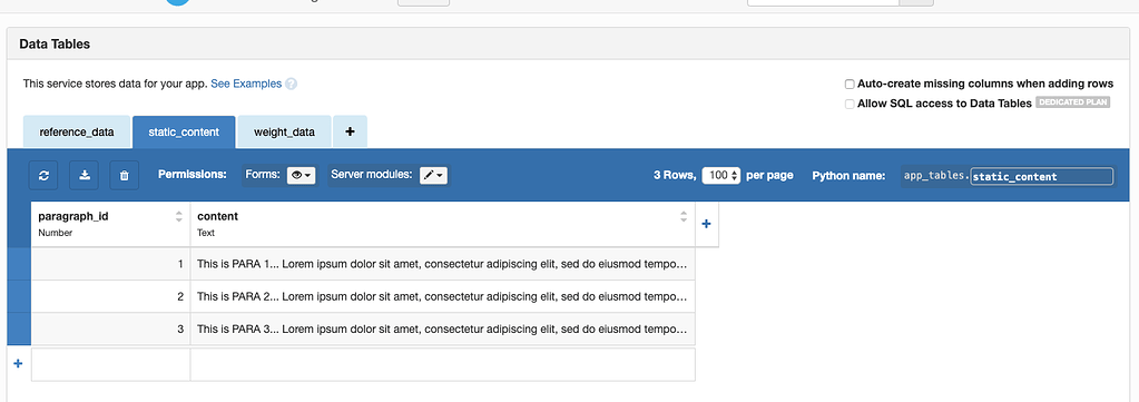 Best practice in Anvil for creating a page with a lot of static text ...