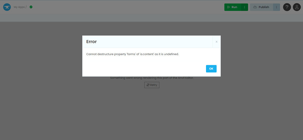 Unable to open / edit Anvil App - Anvil Q&A - Anvil Community Forum