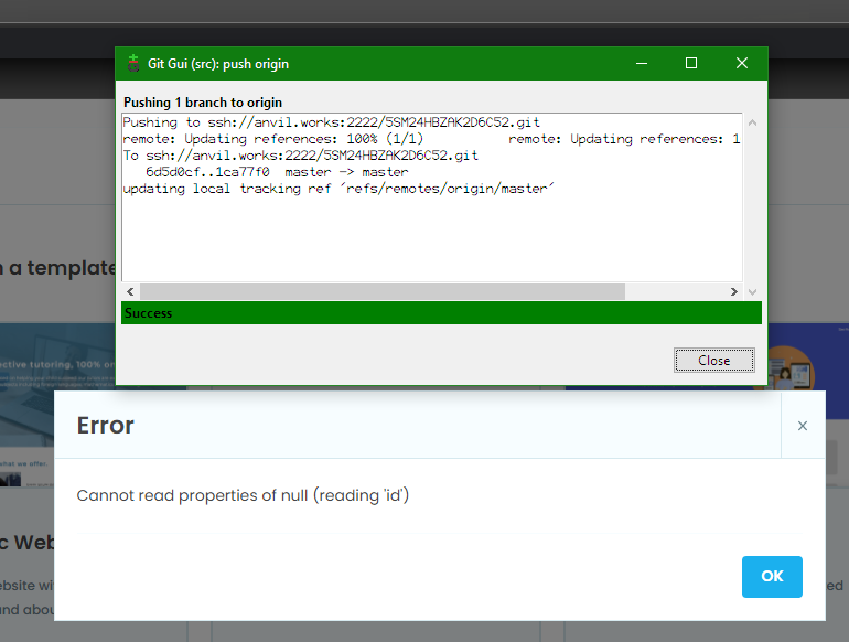 Beta Cannot Read Properties Of Null Reading Id After Git Push From Desktop Anvil Qanda 